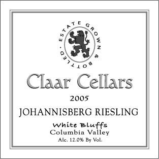 2001 Claar Cellars Johannisberg Riesling White Bluffs, USA, Washington ...