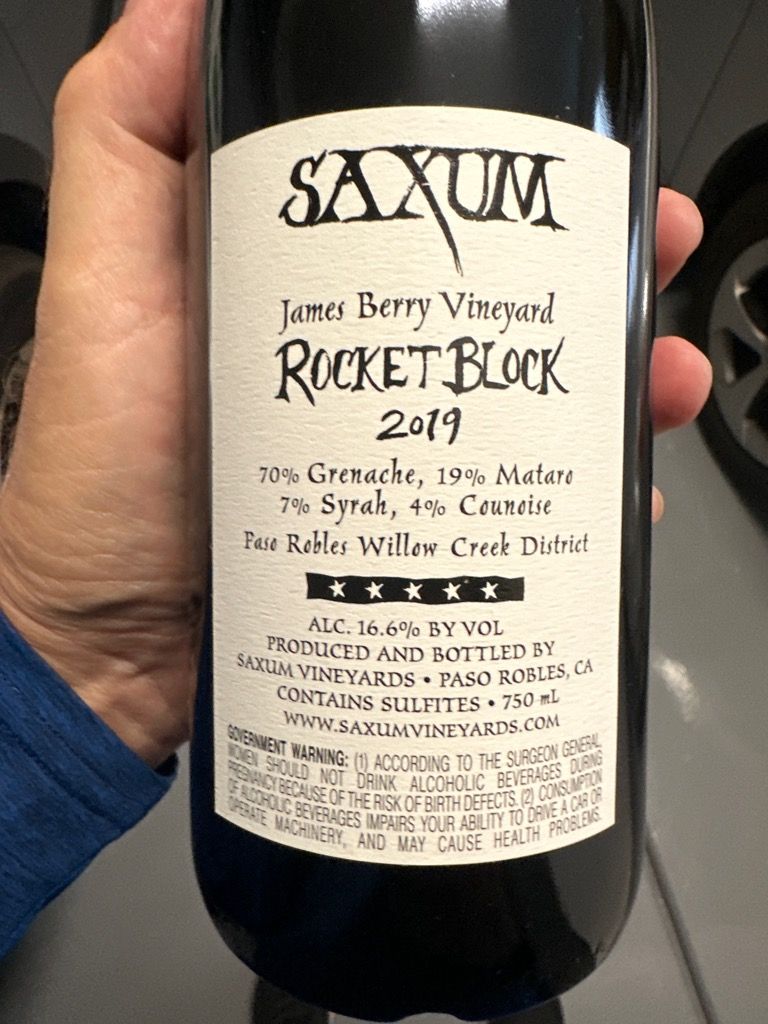 2019 Saxum Cuvée Rocket Block James Berry Vineyard, USA, California ...