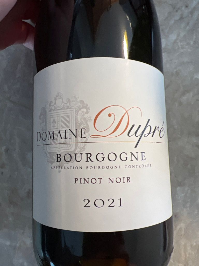 2021 Domaine Dupré Pinot Noir Bourgogne, France, Burgundy, Bourgogne ...