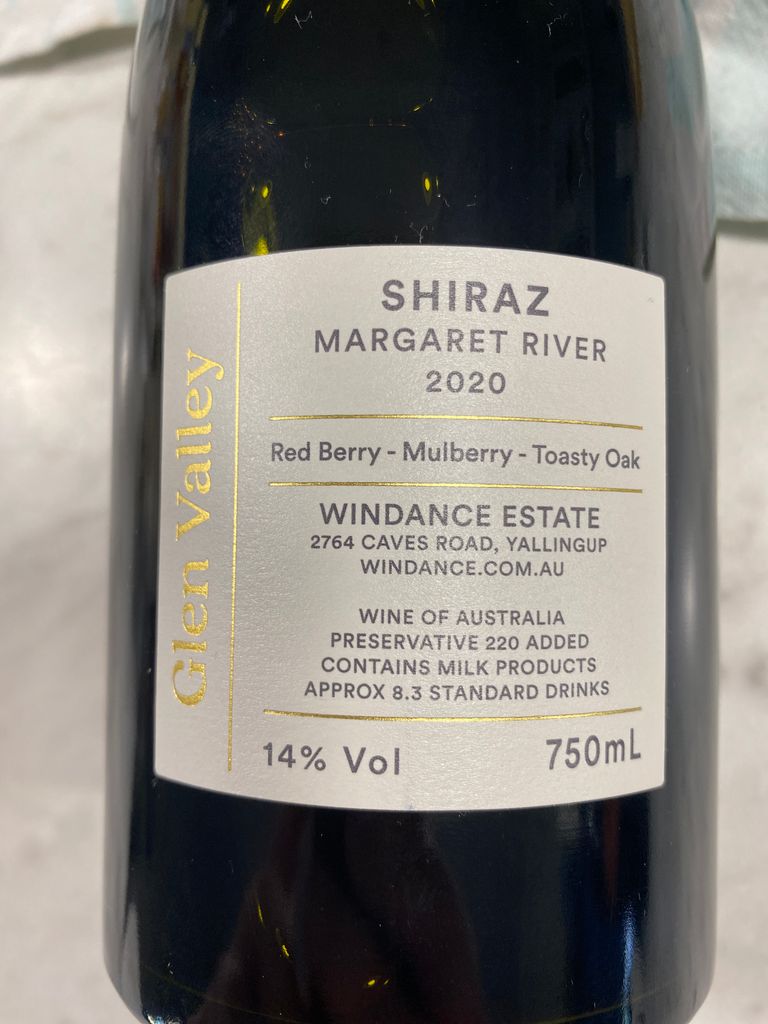 2020 Windance Shiraz Glen Valley, Australia, Western Australia, South ...