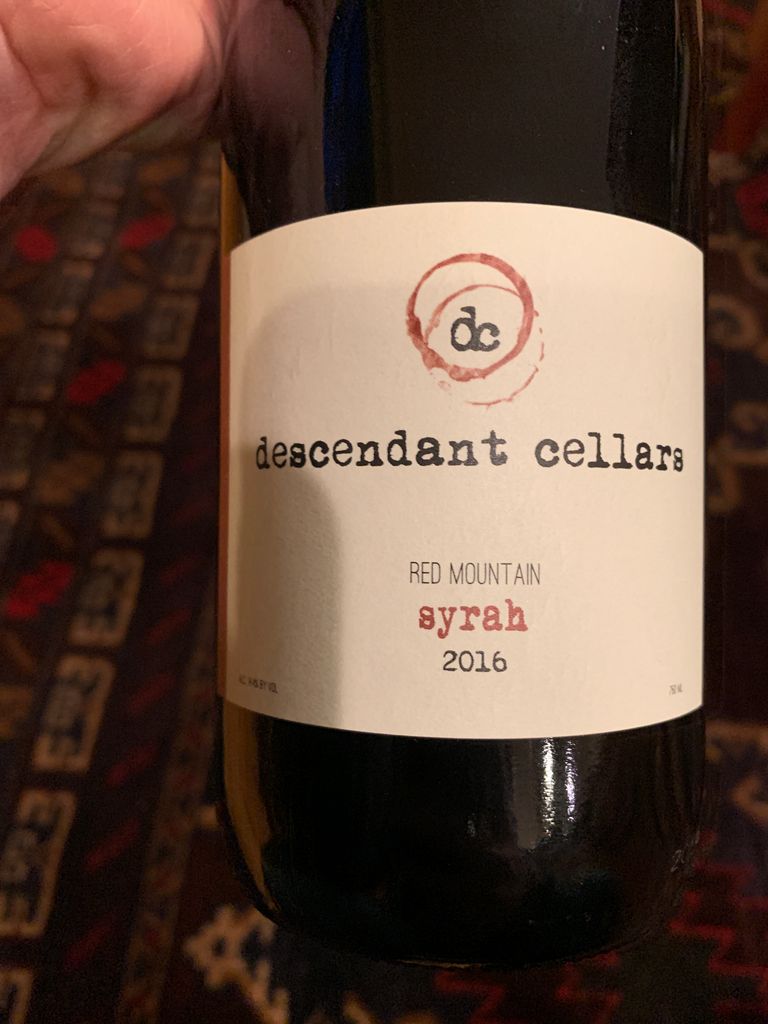2016 Descendant Cellars Syrah, USA, Washington, Columbia Valley, Red ...