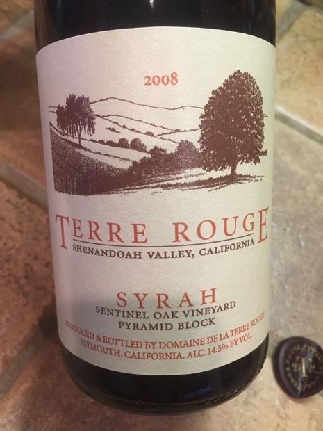 2008 Domaine de la Terre Rouge Syrah Pyramid Block Sentinel Oak ...