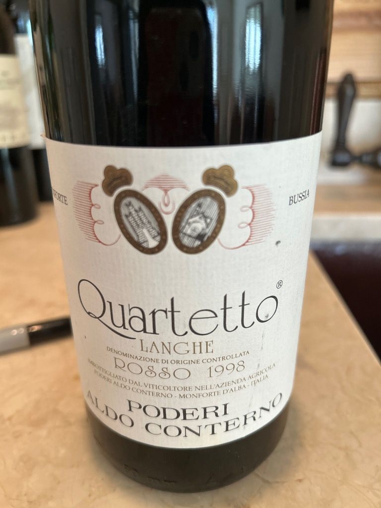1998 Poderi Aldo Conterno Langhe Quartetto, Italy, Piedmont, Langhe ...