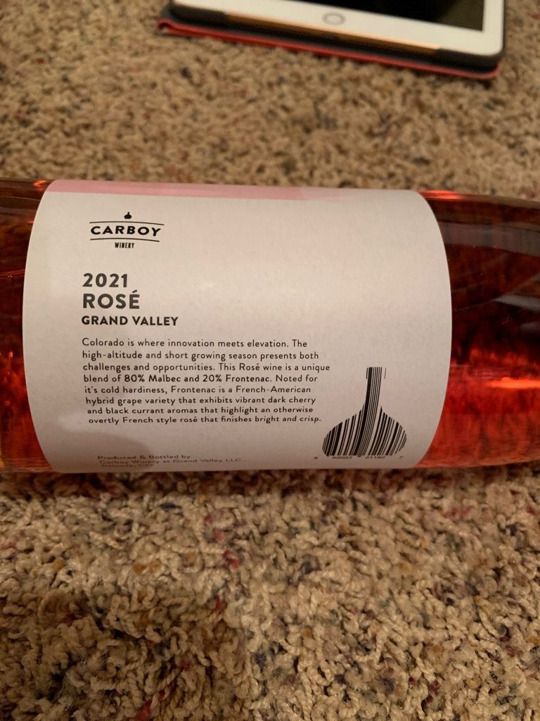 2021 Carboy Winery Malbec Rosé, USA, Colorado, Grand Valley - CellarTracker