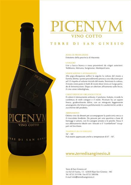 NV Terre di San Ginesio Vino Cotto Picenum Marche IGT, Italy, Marche ...
