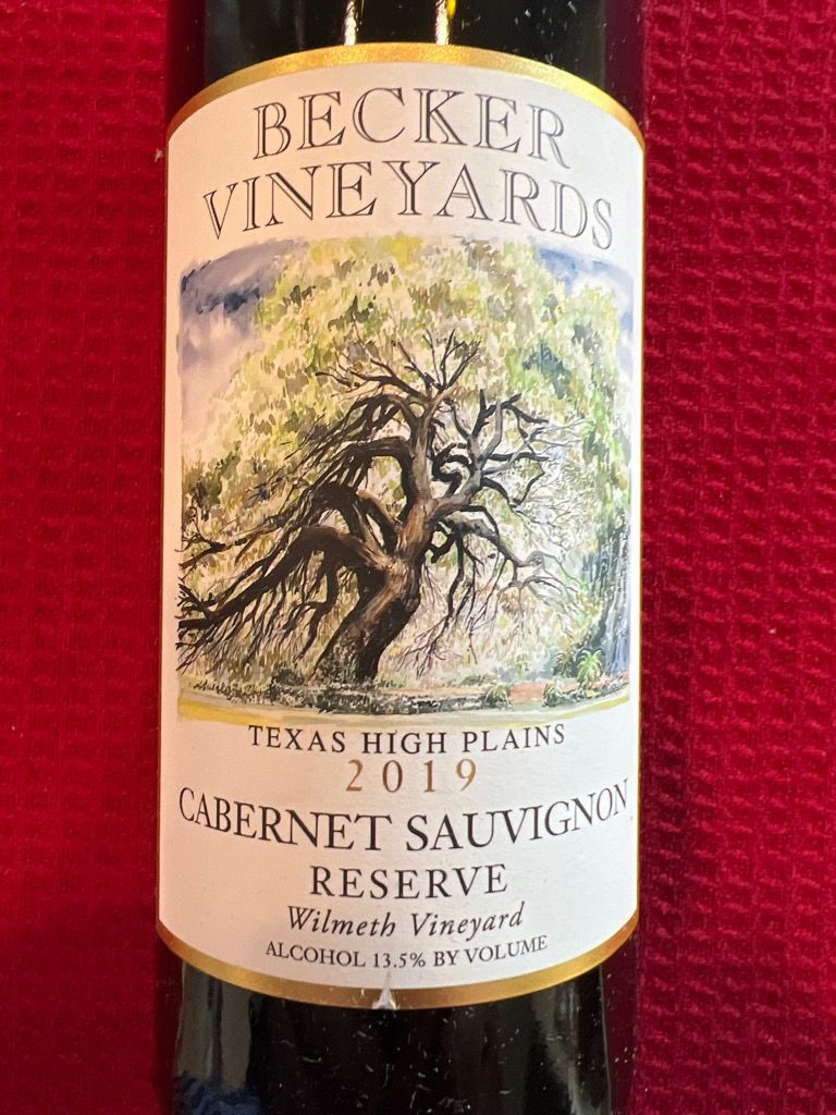 2019 Becker Vineyards Cabernet Sauvignon Reserve Wilmeth Vineyard, USA ...