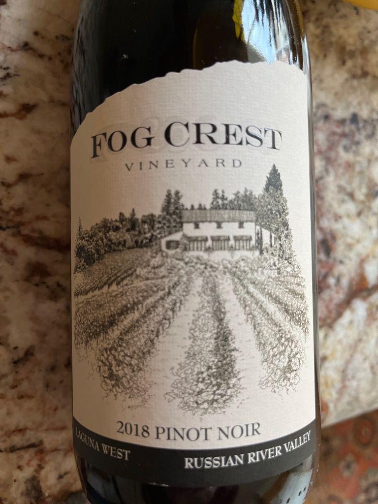 2018 Fog Crest Vineyard Pinot Noir LAGUNA WEST, USA, California, Sonoma County, Russian River ...