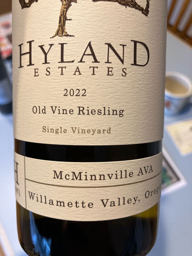 2022 Hyland Estates Riesling Old Vine, USA, Oregon, Willamette Valley ...