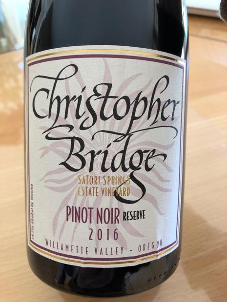 2018 Christopher Bridge Pinot Noir Reserve Satori Springs Estate ...