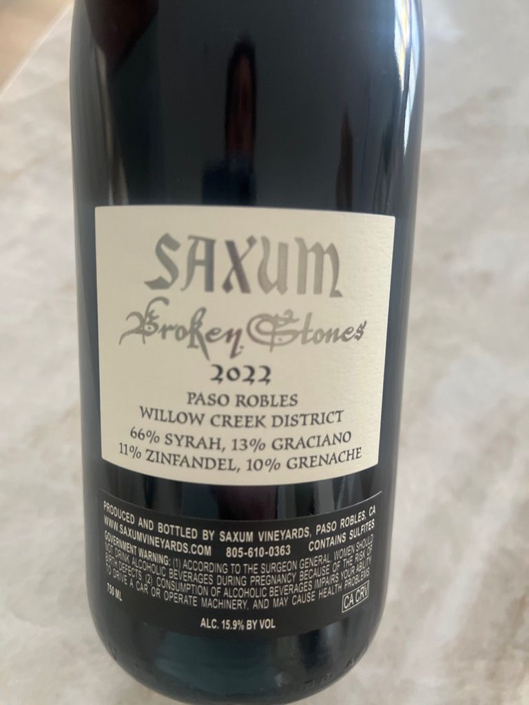 2022 Saxum Broken Stones, USA, California, Central Coast, Paso Robles ...