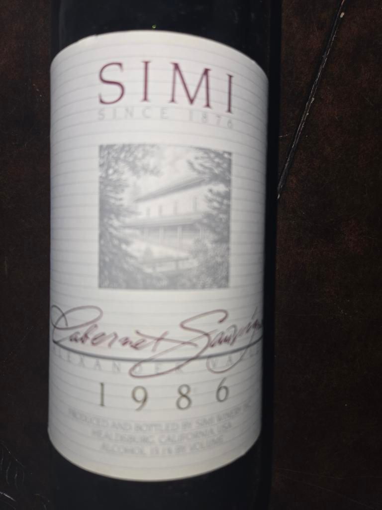 1986 Simi Cabernet Sauvignon Alexander Valley, USA, California, Sonoma ...