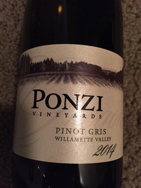 2014 Ponzi Vineyards Pinot Gris, USA, Oregon, Willamette Valley ...