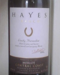 2006 Hayes Ranch Merlot Lucky Horseshoe, USA, California, Central Coast ...