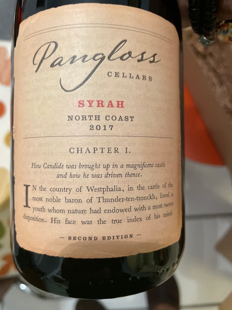 2017 Pangloss Syrah, USA, California, Sonoma County - CellarTracker