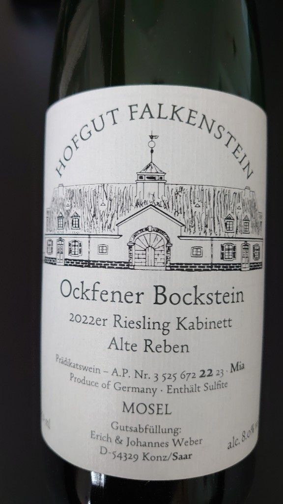 2022 Hofgut Falkenstein Ockfener Bockstein Riesling Kabinett "Mia" #22 ...