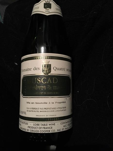 1991 Henri Poiron Muscadet de Sèvre-et-Maine sur lie Domaine des Quatre ...