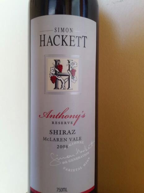 2005 Simon Hackett Shiraz Anthony's reserve Limited Release, Australia, South Australia ...