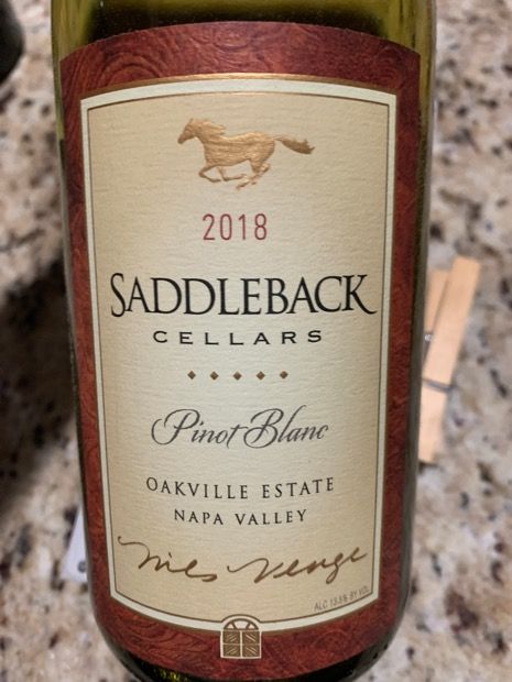 2018 Saddleback Cellars Pinot Blanc, USA, California, Napa Valley ...