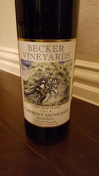 2014 Becker Vineyards Cabernet Sauvignon Reserve Wilmeth Vineyard, USA ...
