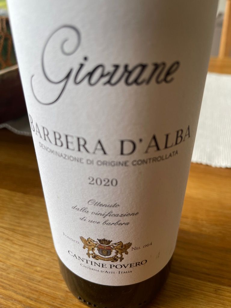 2020 Cantine Povero Barbera d'Alba Gióvane, Italy, Piedmont, Alba ...