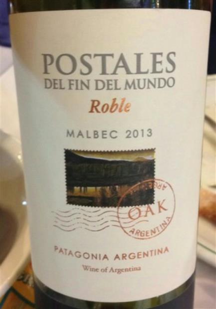 2013 Bodega del Fin del Mundo Malbec Postales Del Fin Del Mundo Roble ...