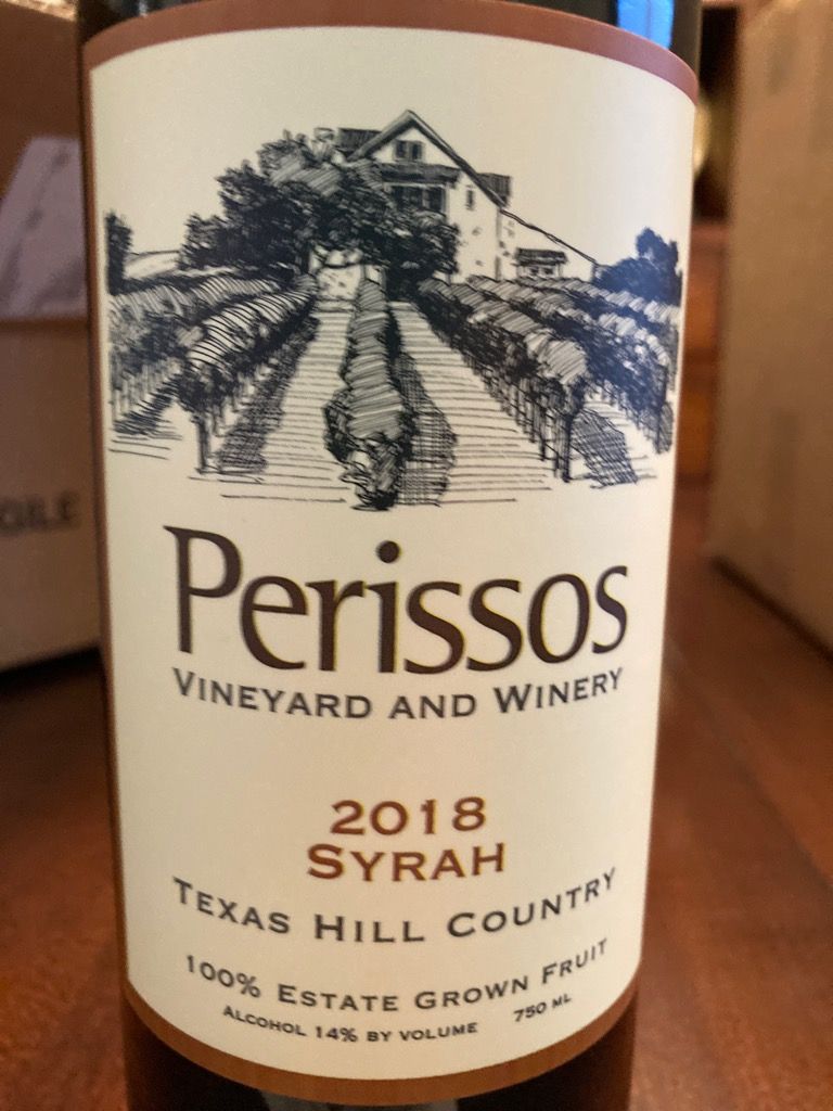 2018 Perissos Vineyard and Winery Syrah, USA, Texas, Texas Hill Country ...