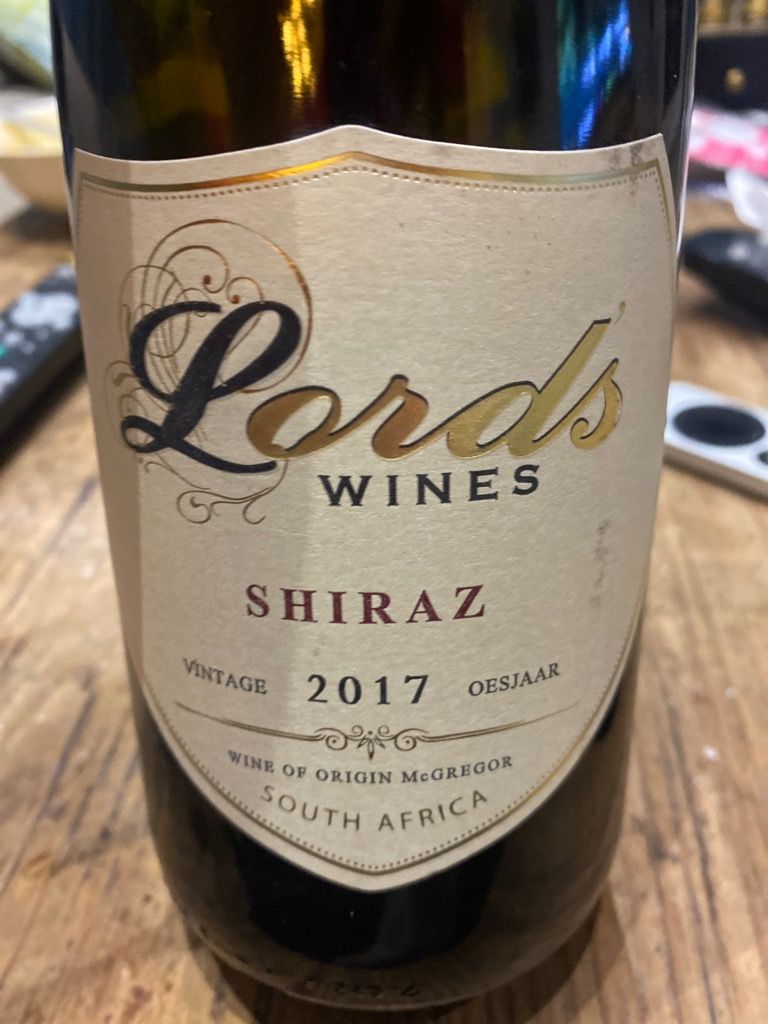 2017 Lords Shiraz, South Africa, Breede River Valley, Robertson ...