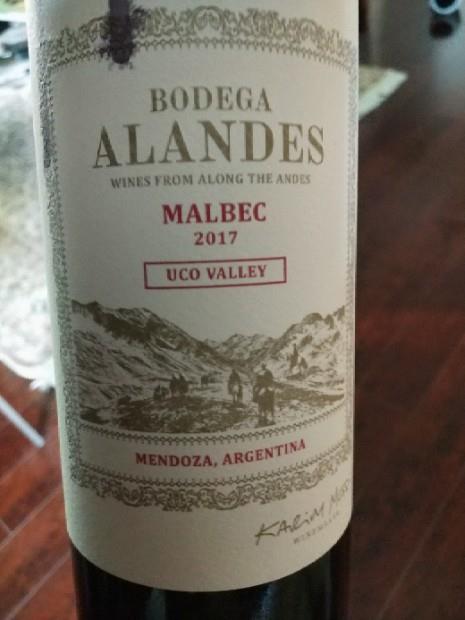 2018 Bodega Alandes Malbec, Argentina, Mendoza, Valle de Uco ...