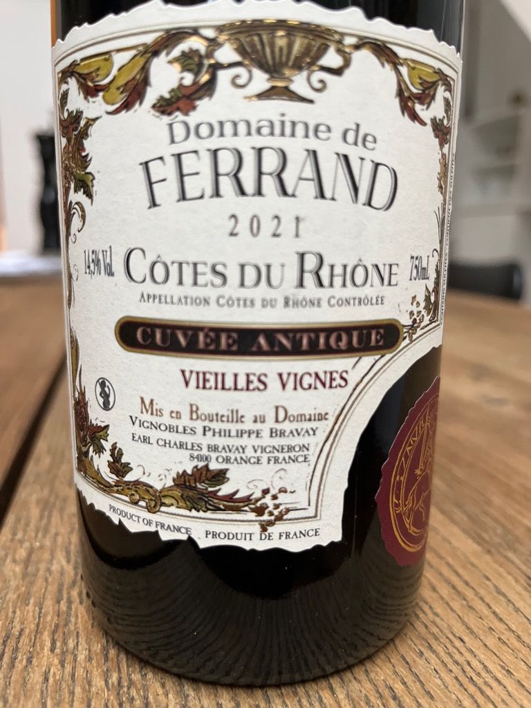 2022 Domaine de Ferrand Côtes du Rhône Cuvée Antique Vieilles Vignes ...