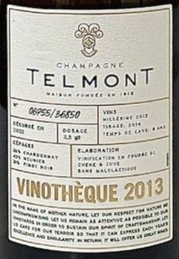 2013 Telmont Champagne Vinothèque, France, Champagne - CellarTracker