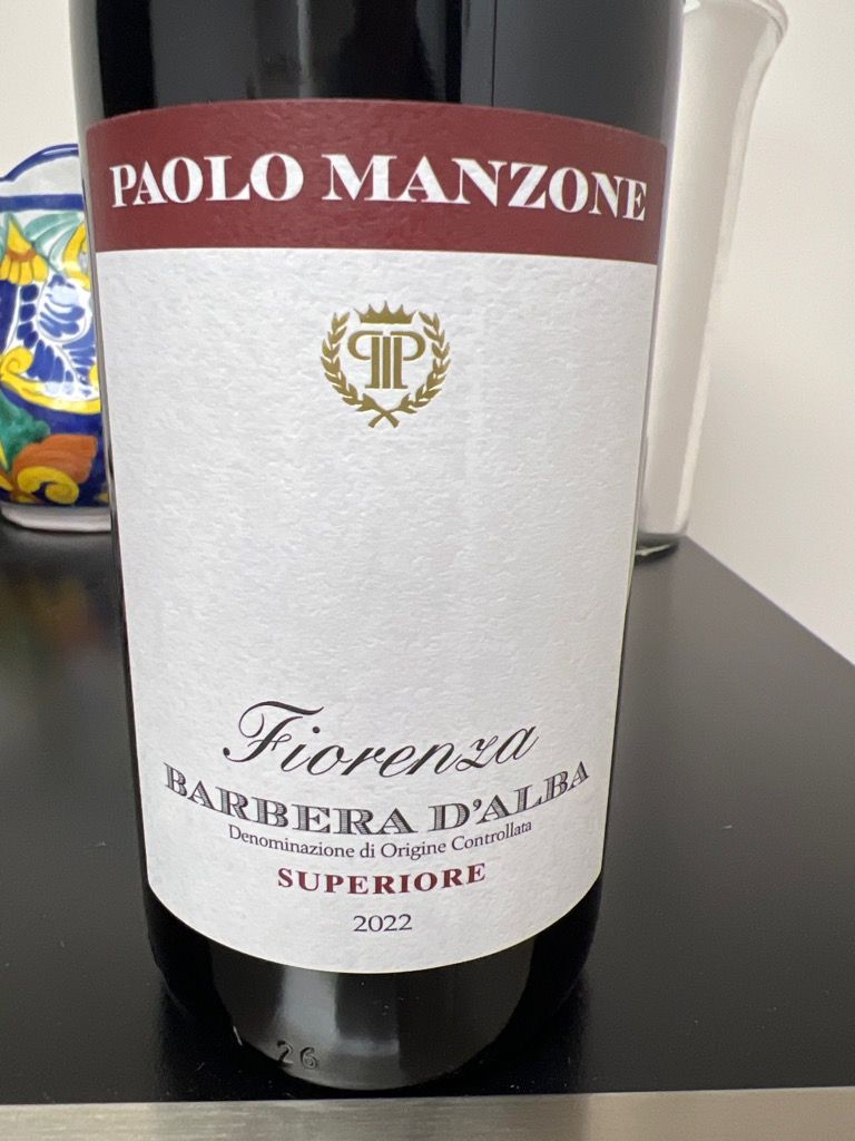 2022 Paolo Manzone Barbera d'Alba Superiore Fiorenza, Italy, Piedmont ...