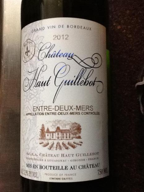 2012 Château Haut Guillebot Blanc, France, Bordeaux, Entre-Deux-Mers ...