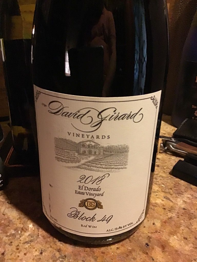 2019 David Girard Vineyards Block 49, USA, California, Sierra Foothills ...