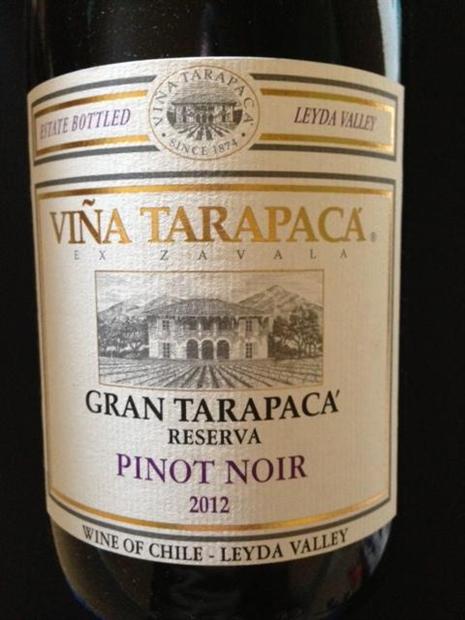 2012 Viña Tarapacá Pinot Noir Gran Tarapacá Reserva, Chile, San Antonio ...