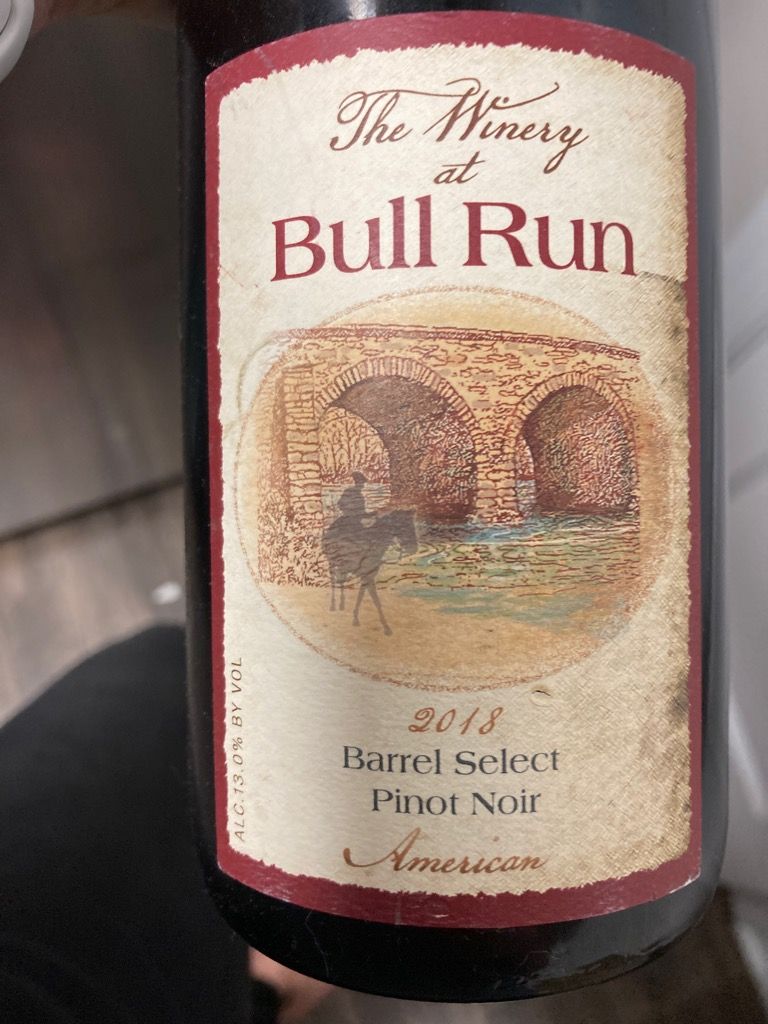 2018 The Winery at Bull Run Pinot Noir Barrel Select, USA, Virginia ...