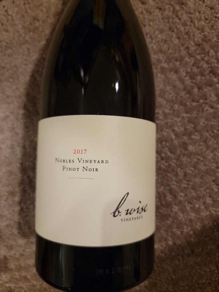 2017 B. Wise Vineyards Pinot Noir Nobles Vineyard, USA, California ...