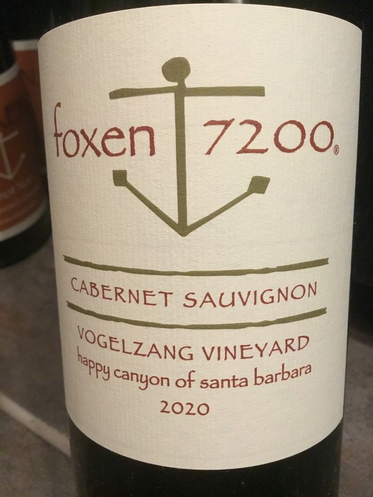 2020 Foxen Cabernet Sauvignon 7200 Vogelzang Vineyard, USA, California ...