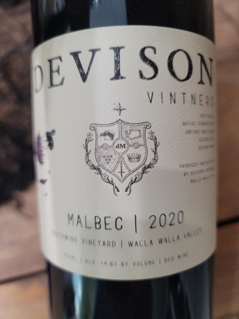 2020 Devison Vintners Malbec Southwind Vineyard Estate, USA, Washington ...
