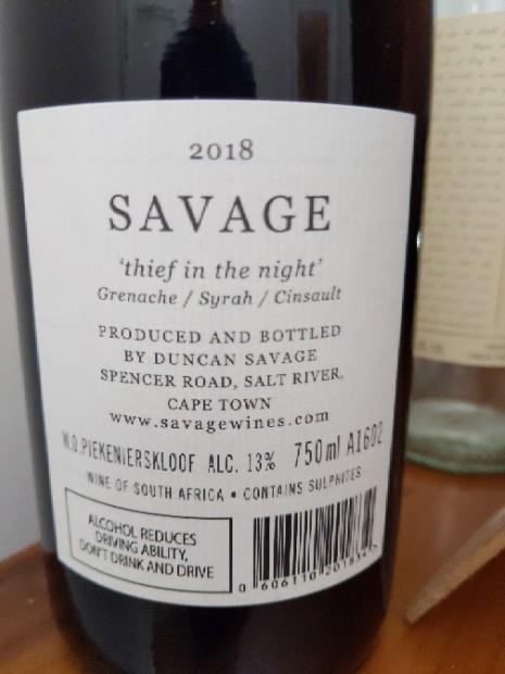 2018 Savage Wines Thief in the Night, South Africa, Olifants River ...