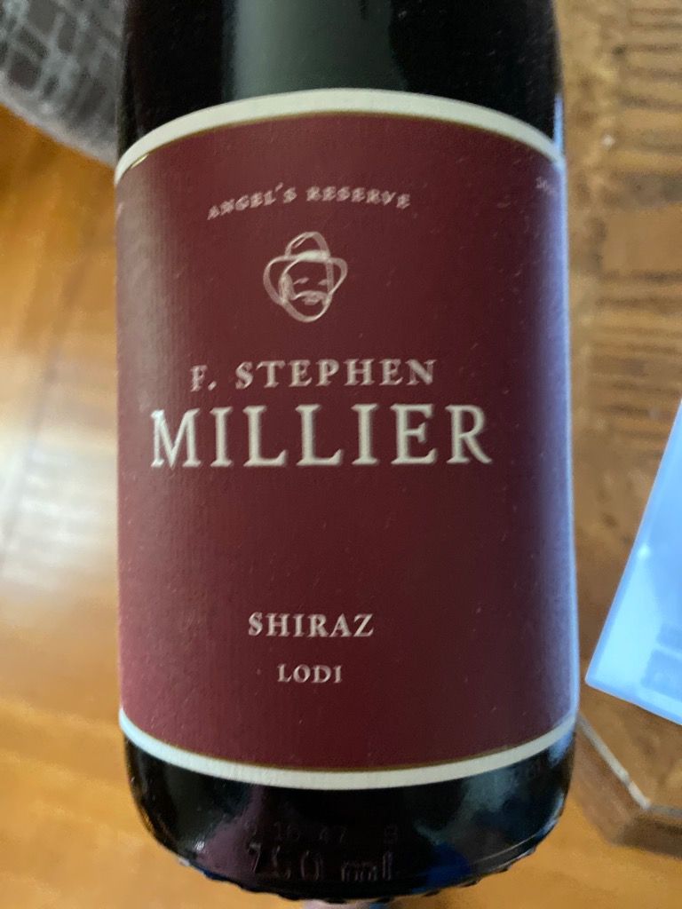 2020 F. Stephen Millier Shiraz Angel's Reserve, USA, California ...
