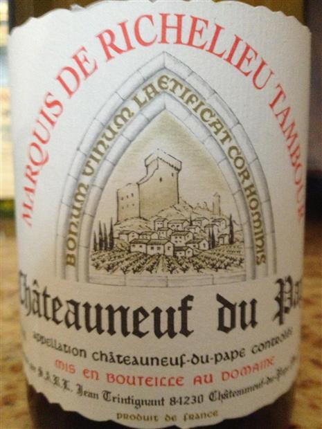 1998 Domaine Trintignant Châteauneuf-du-Pape Blanc Marquis de Richelieu ...