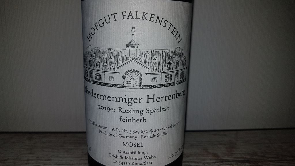 2019 Hofgut Falkenstein Niedermenniger Herrenberg Riesling Spätlese ...