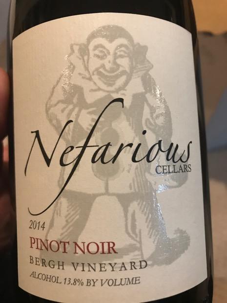 2014 Nefarious Cellars Pinot Noir Bergh Vineyard, USA, Washington ...