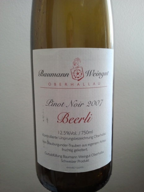 2020 Baumann Weingut Pinot Noir Beerli, Switzerland, Eastern ...