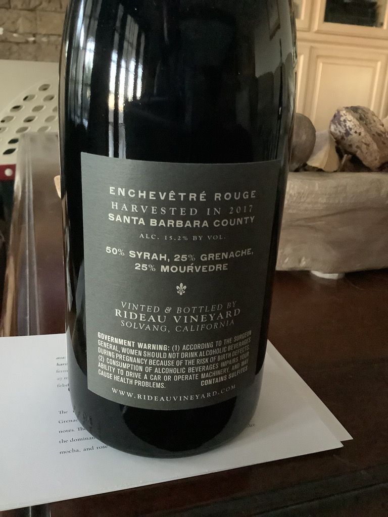 2017 Rideau Vineyard Enchevêtré Rouge, USA, California, Central Coast ...