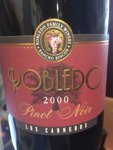2000 Robledo Family Winery Pinot Noir Los Carneros Rancho Rincon ...