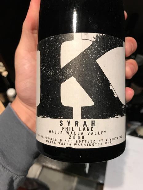2008 K Vintners Syrah Phil Lane, USA, Washington, Columbia Valley ...