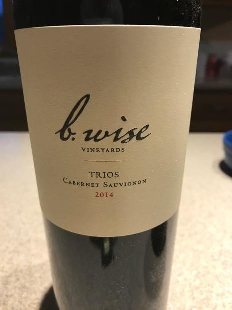 2014 B. Wise Vineyards Cabernet Sauvignon Trios, USA, California ...