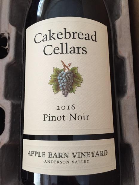 2016 Cakebread Cellars Pinot Noir Apple Barn Vineyard, USA, California ...
