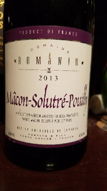 2015 Domaine Romanin Mâcon Solutré-Pouilly, France, Burgundy, Mâconnais ...
